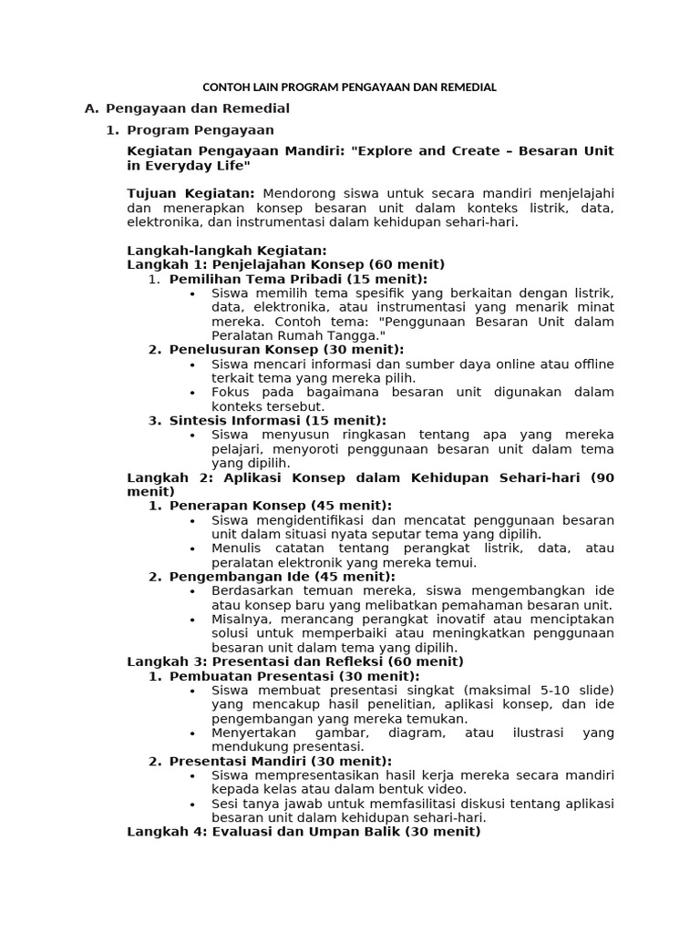 Contoh Lain Program Pengayaan Dan Remedial | PDF | Seni | Komputer
