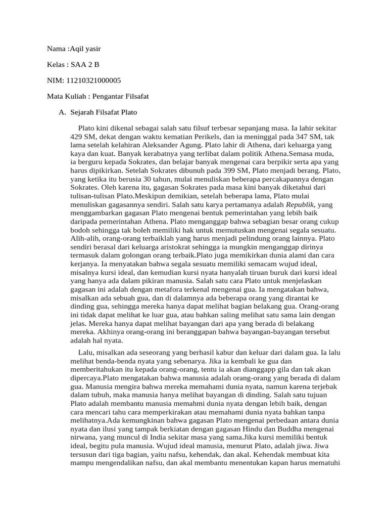 Filsafat Plato Aqil | PDF