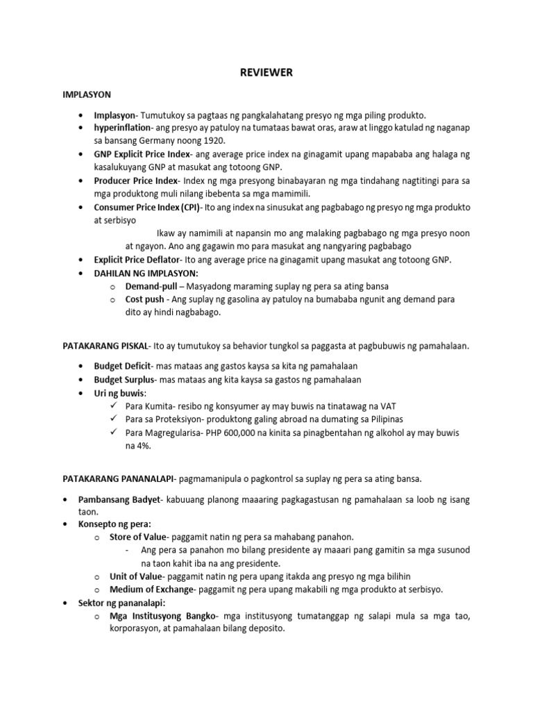 REVIEWER Quarter 1 Ap9 | PDF