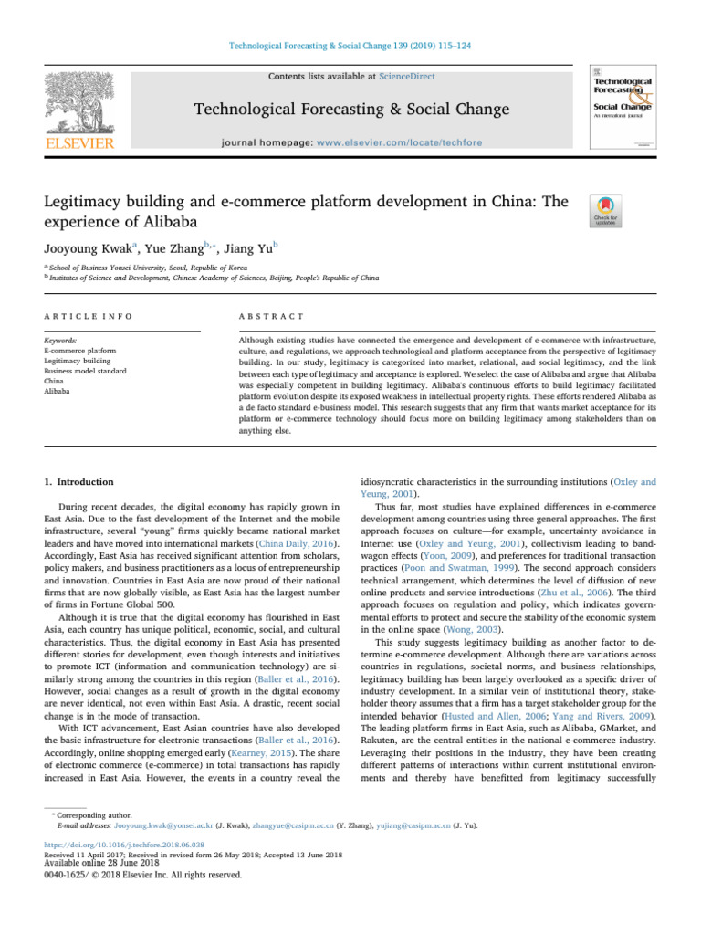 Legitimacy Building and E-Commerce Platform Development in China | PDF ...