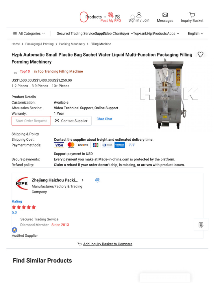 Sachet Packaging Machine | PDF