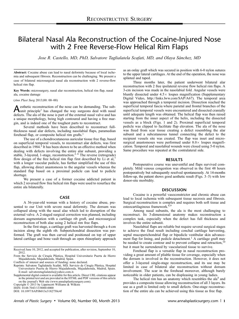 Bilateral Nasal Ala Reconstruction of TH | PDF | Human Nose | Surgical ...