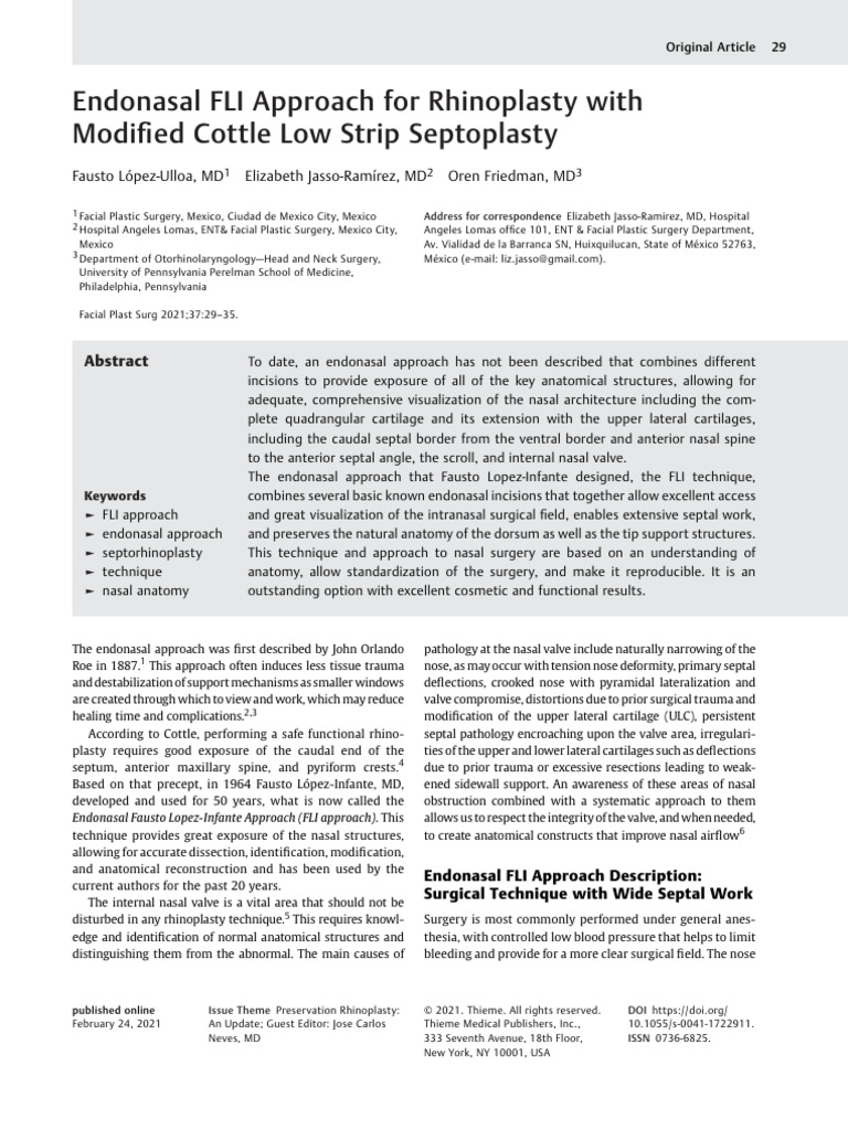 Endonasal FLI Approach For Rhinoplasty | PDF | Human Nose | Rhinology