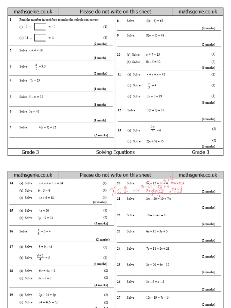 3 Solving Equations Ws Pdf Applied Mathematics Physics