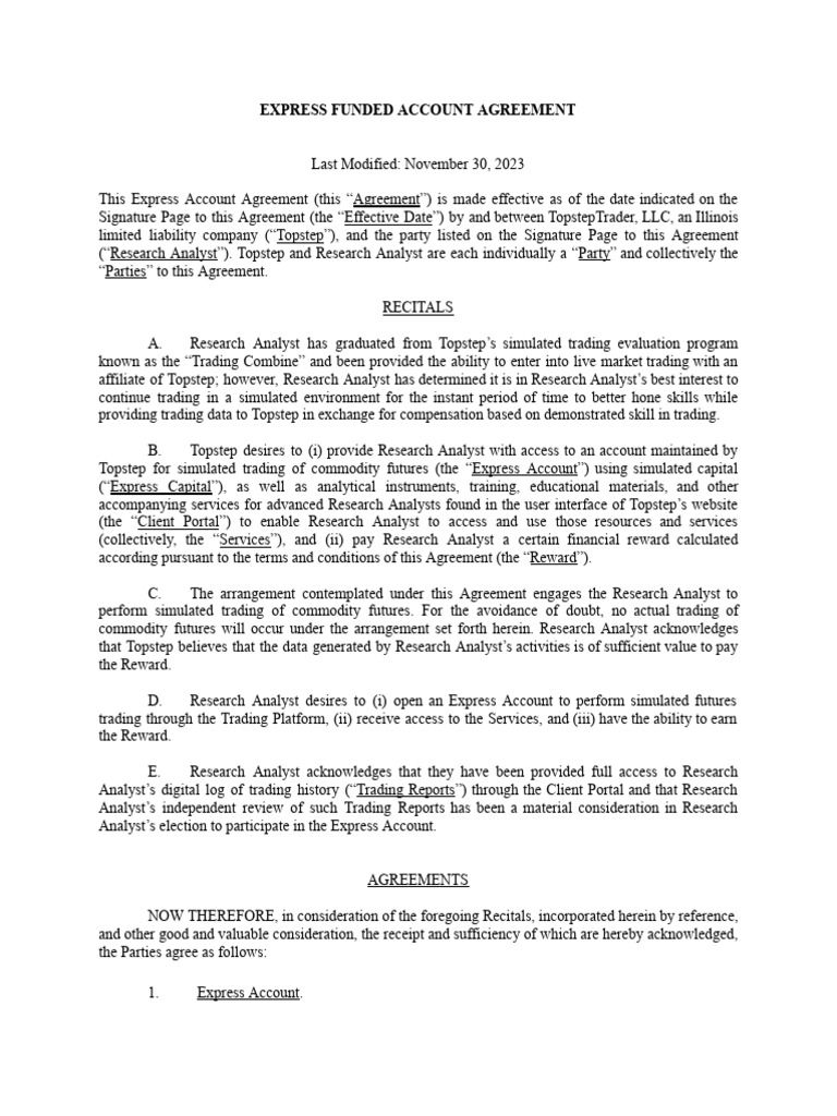 Express Account Agreement & Exhibit A | PDF | Legal Remedy | Injunction