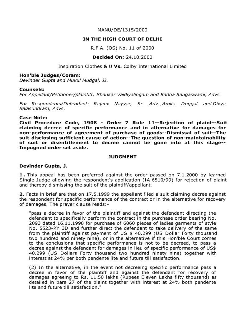 Inspiration Clothes & U vs. Colby International Limited | PDF | Lawsuit ...