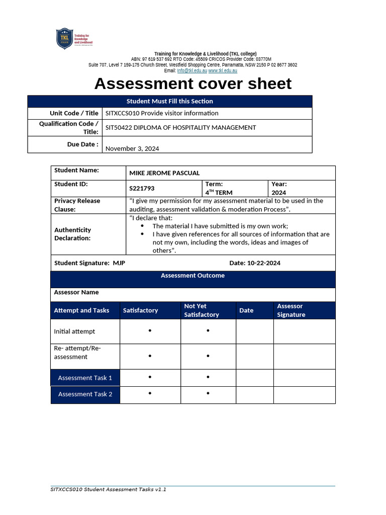 ASSESMENT (2) MJP | PDF | Body Language | Nonverbal Communication