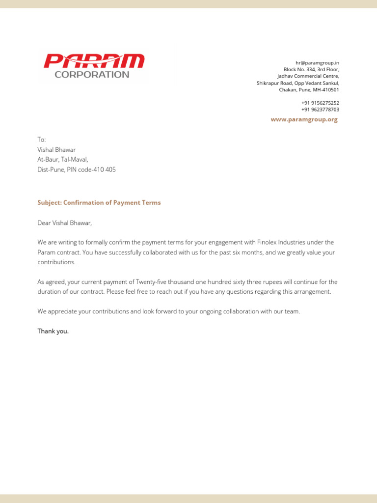 Param Corporation Letterhead PDF | PDF
