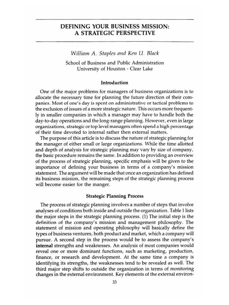 Defining Your Business Mission | PDF