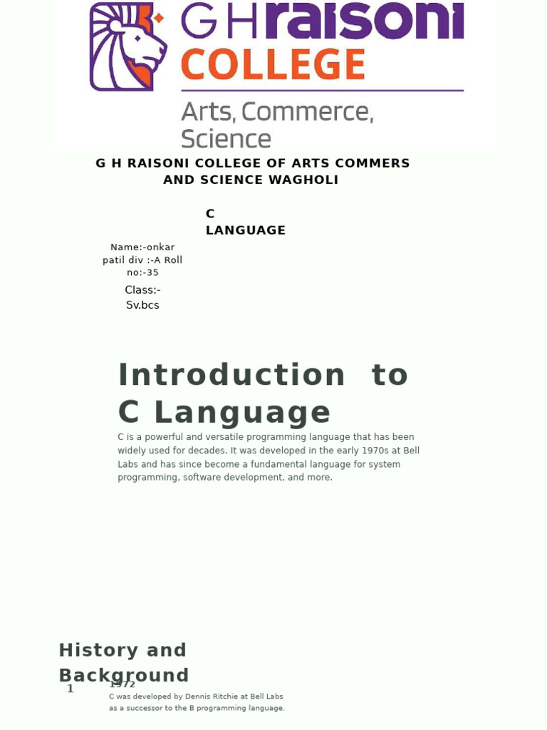 Introduction to C Language Basics | PDF | C (Programming Language) | Control Flow