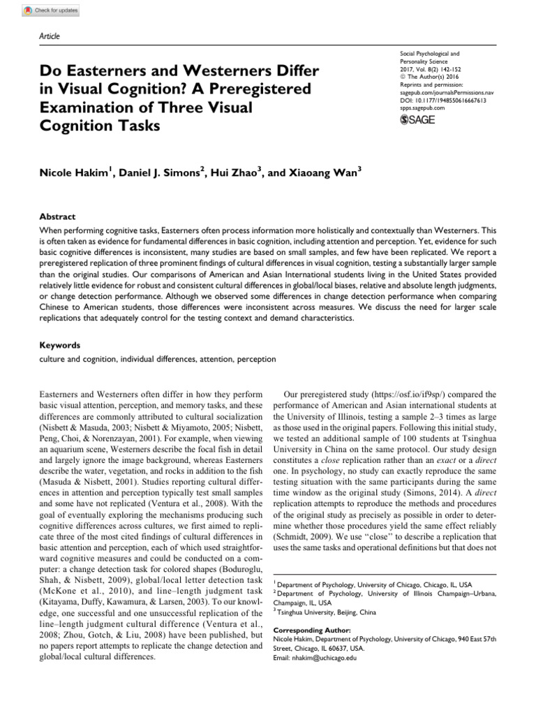 Hakim Et Al 2016 Do Easterners and Westerners Differ in Visual ...