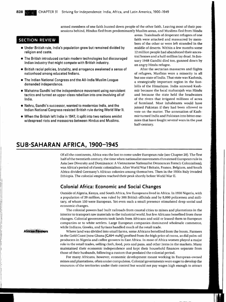 SUB-SAHARAN AFRICA, 1900-1945: Section Review | PDF | Africa | Colonialism