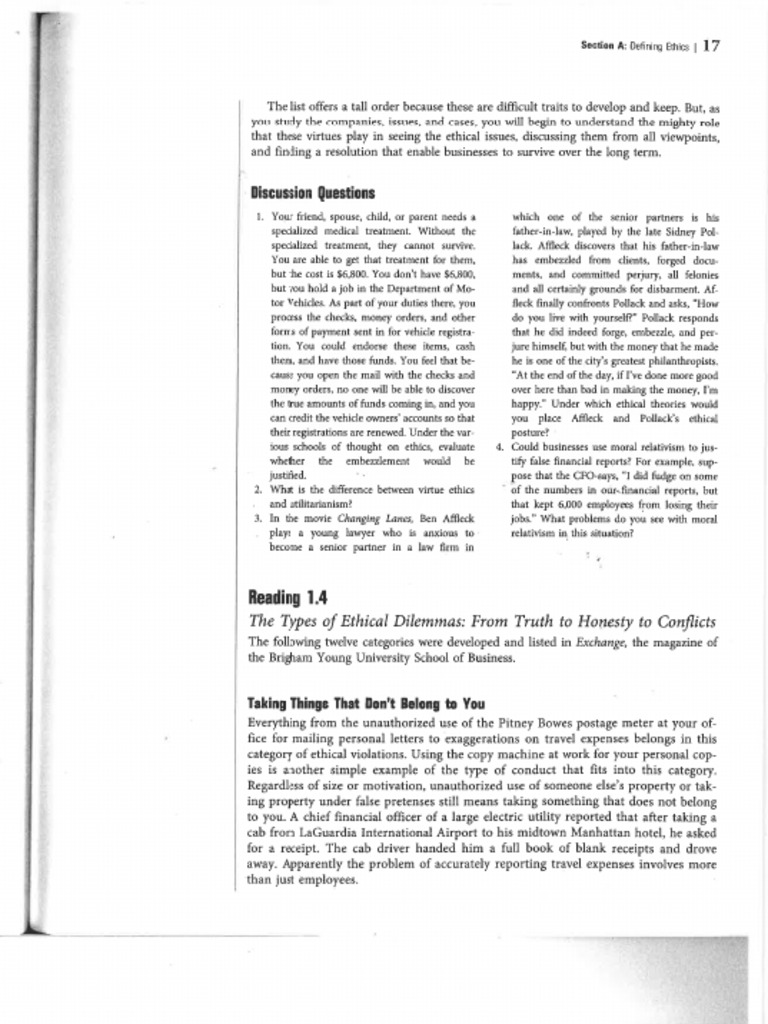 The Types of Ethical Dilemmas - From Truth To Honesty To Conflicts | PDF