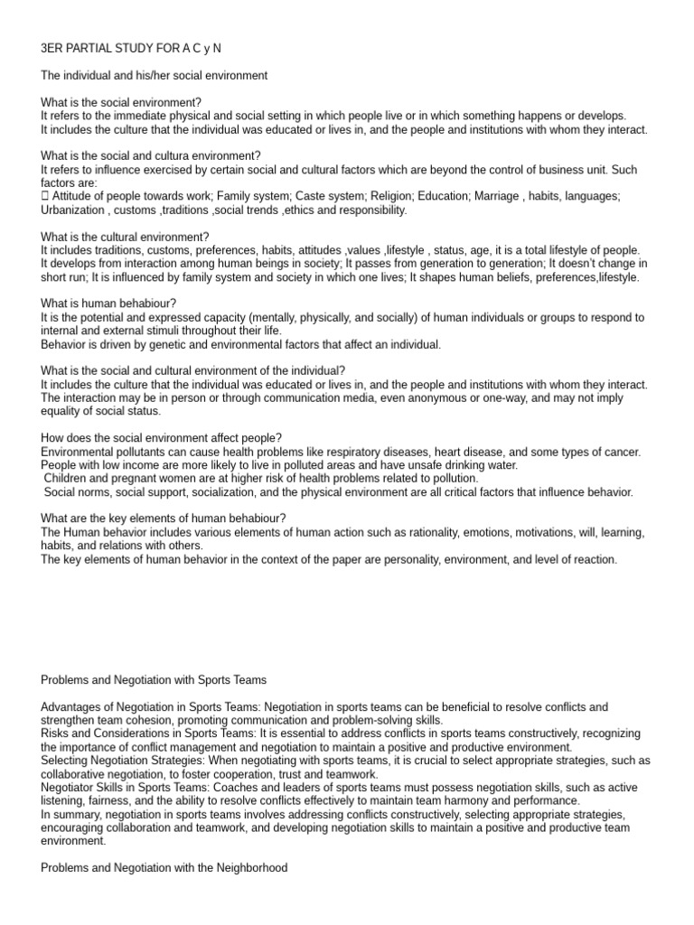 3rd Partial Study Guide | PDF | Negotiation | Human Behavior