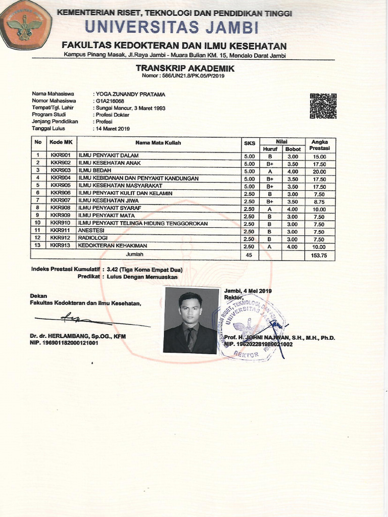 Transkrip Nilai | PDF