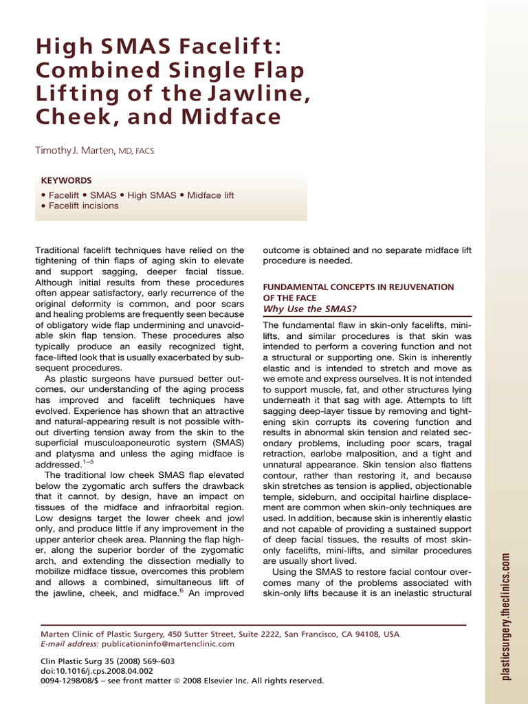 High SMAS Facelift2008 | PDF | Surgical Specialties | Human Anatomy
