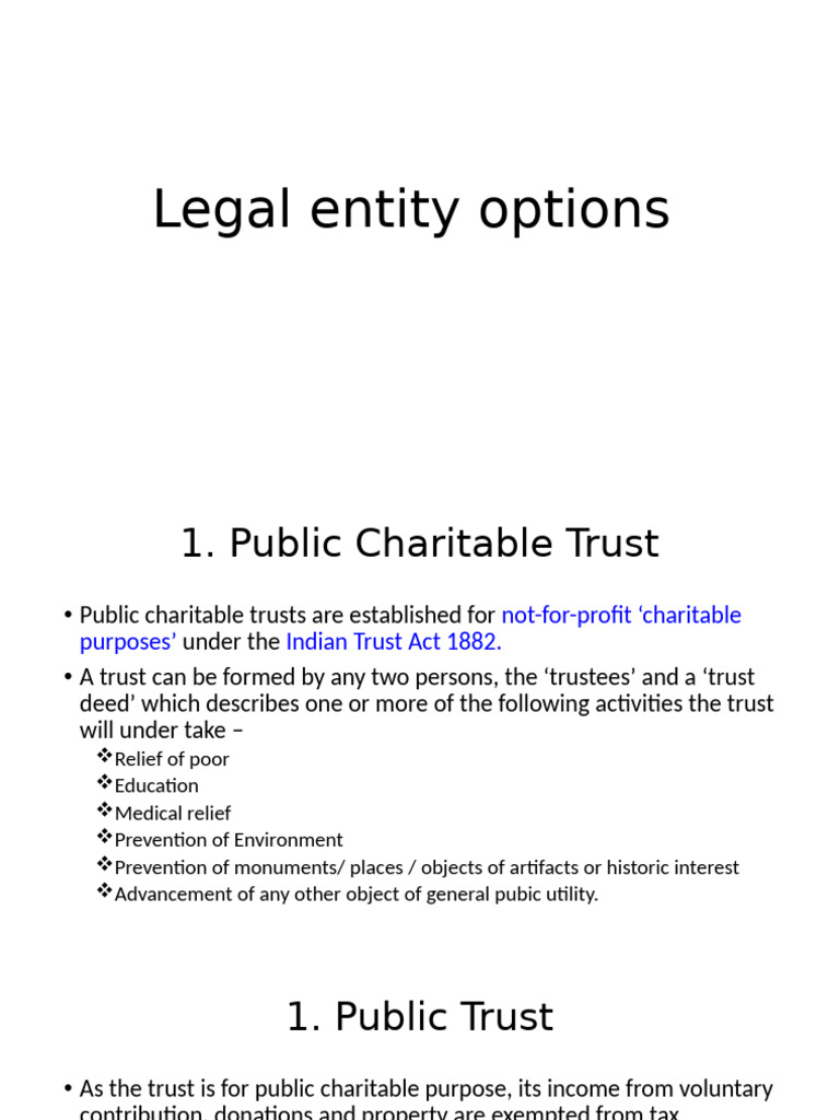 Module - 1 Legal Entity Options | PDF | Charitable Organization | Private Law