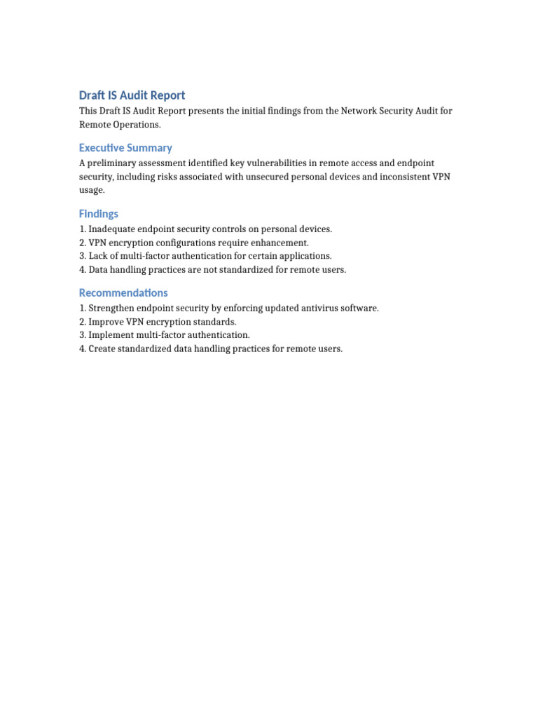 Draft is Audit Report | PDF