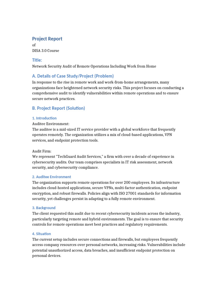 Network Security Audit for Remote Work | PDF | Security | Computer Security