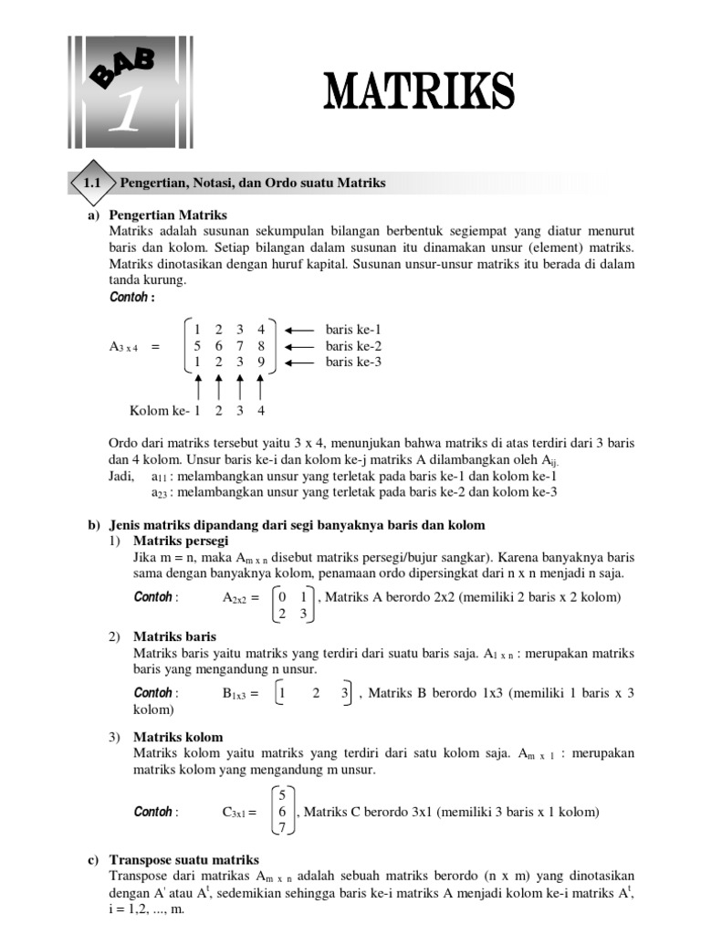 Gambar Matriks Persegi dan Penjelasannya | PDF