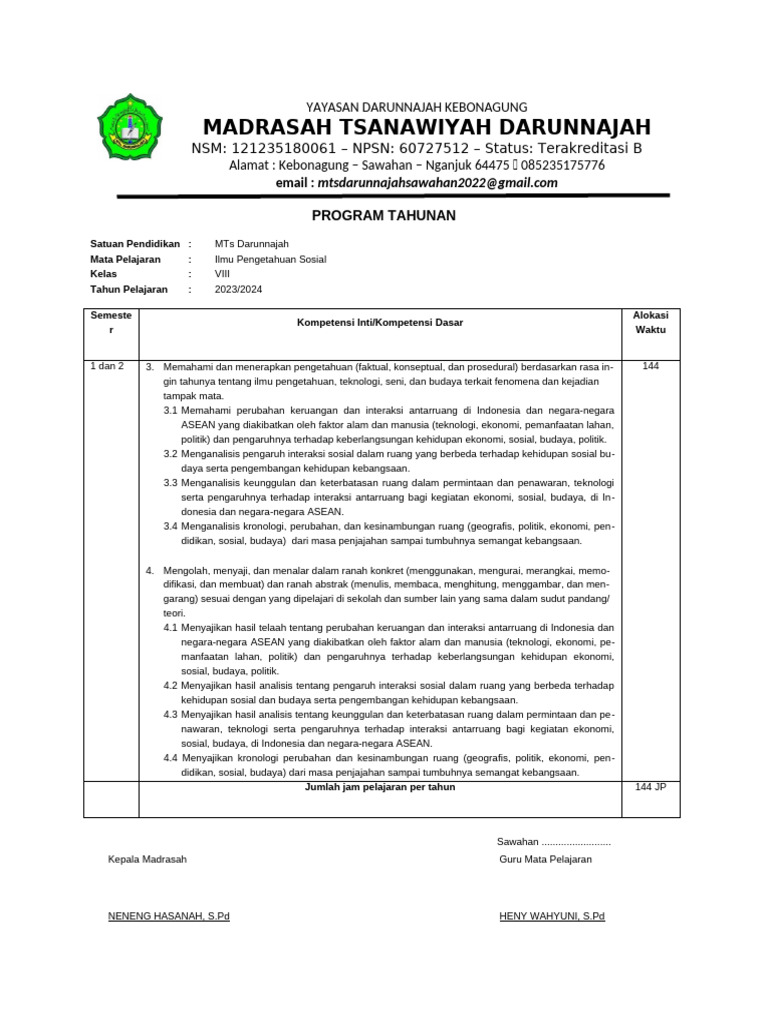 Prota + Promes Ips 8 | PDF