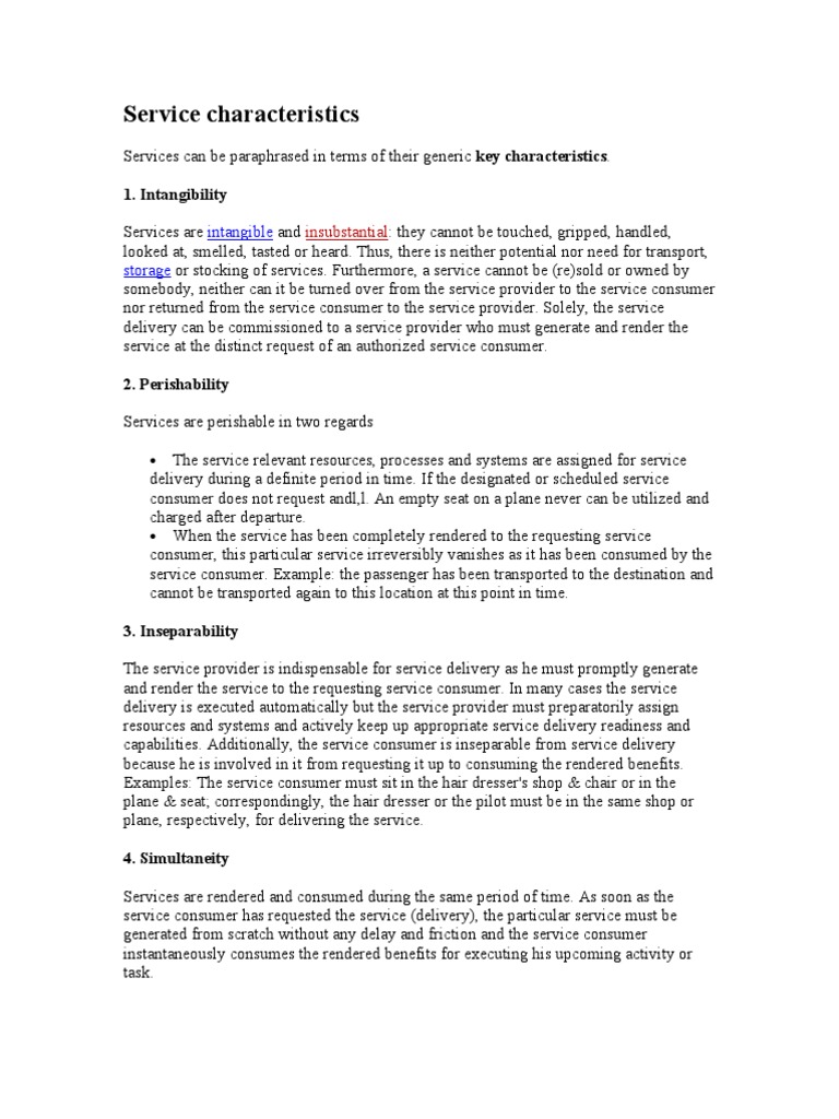Key Characteristics of Services Explained | PDF | Delivery (Commerce ...