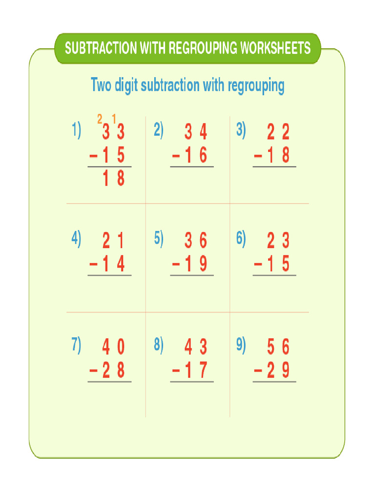 SUBTRACTION With Borrowing | PDF