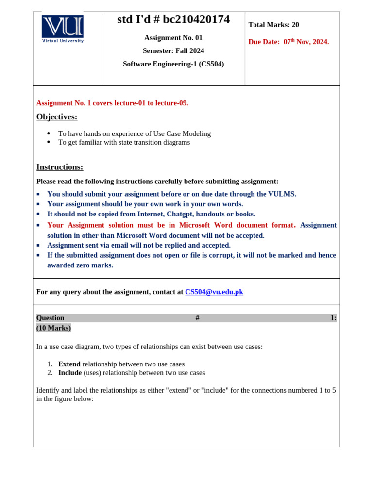 Software Engineering Assignment 1 Guide | PDF