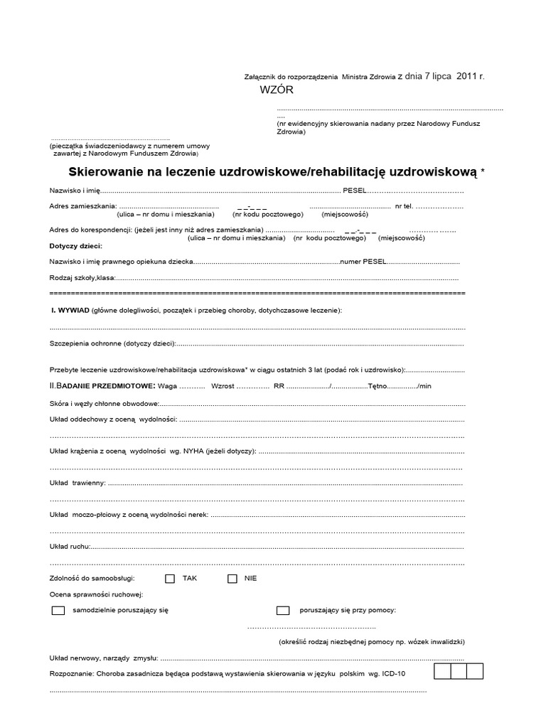 Wzór Skierowania. | PDF