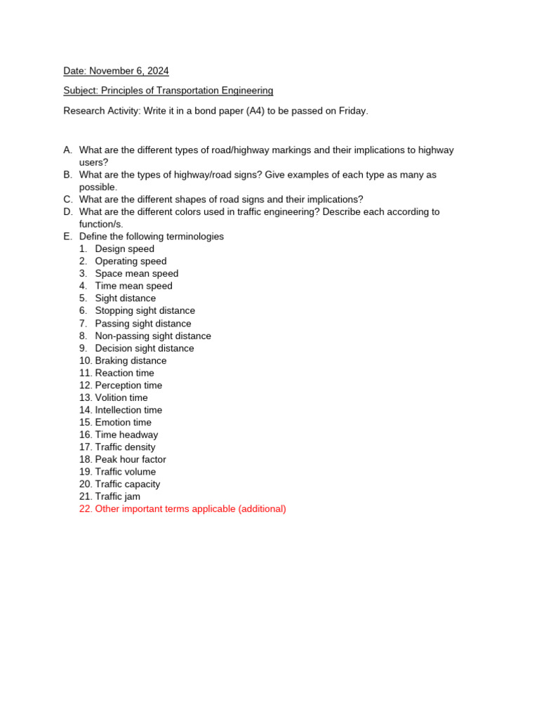 Transportation Engineering Basics | PDF
