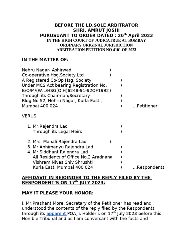 Draft Rejoinder UPDATED | PDF | Arbitration | Separation Of Powers