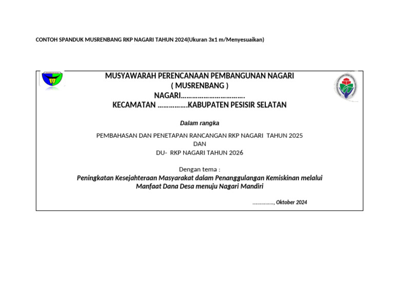 Contoh Spanduk Musrenbang RKP Nagari Tahun 2023-1 | PDF