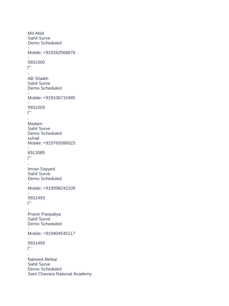 Demo Sessions Scheduled and Conducted | PDF