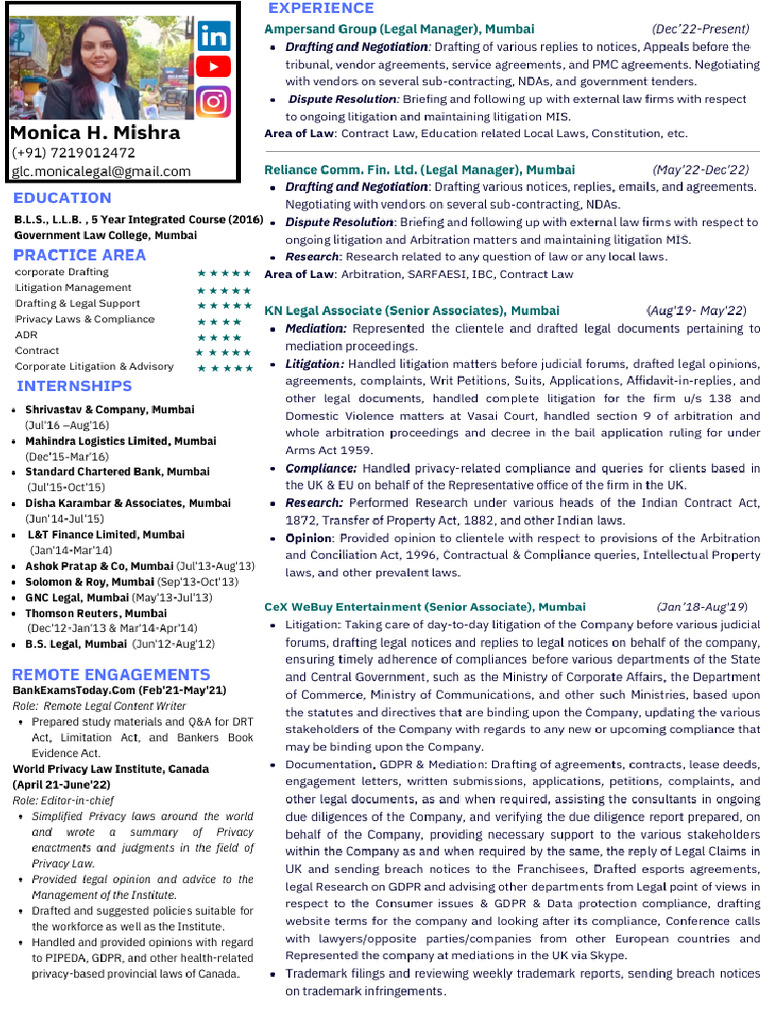 Monica Mishra-CV - Final | PDF