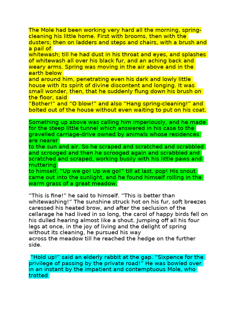 Wind in The Willows (Partially Supported Comprehension) | PDF | Poetry