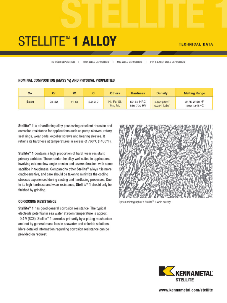 KMT Stellite1 Datasheet Final | PDF | Mechanical Engineering | Building Engineering