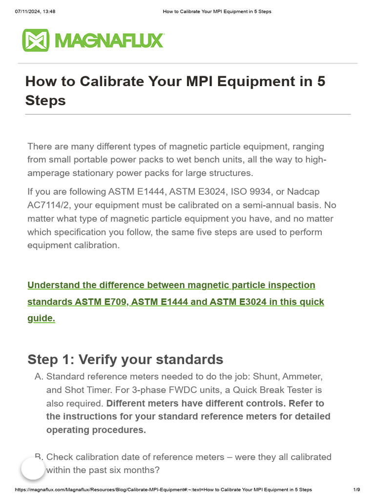 How To Calibrate Your MPI Equipment in 5 Steps | PDF | Calibration | Manufactured Goods