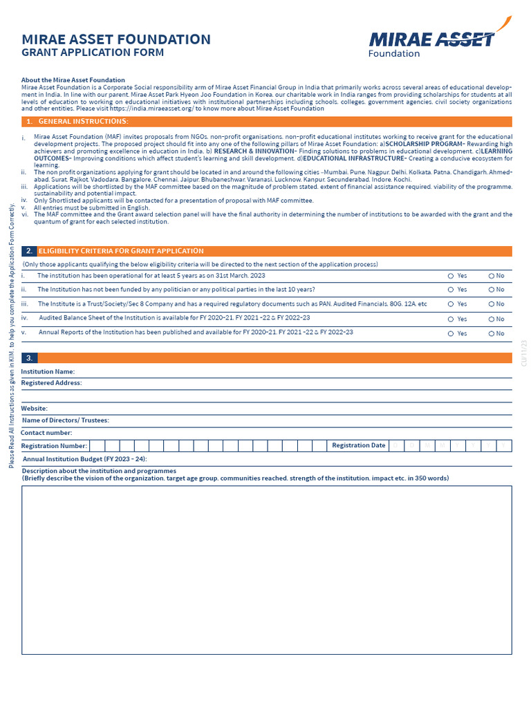 MAF Grant Application Form | PDF | Business