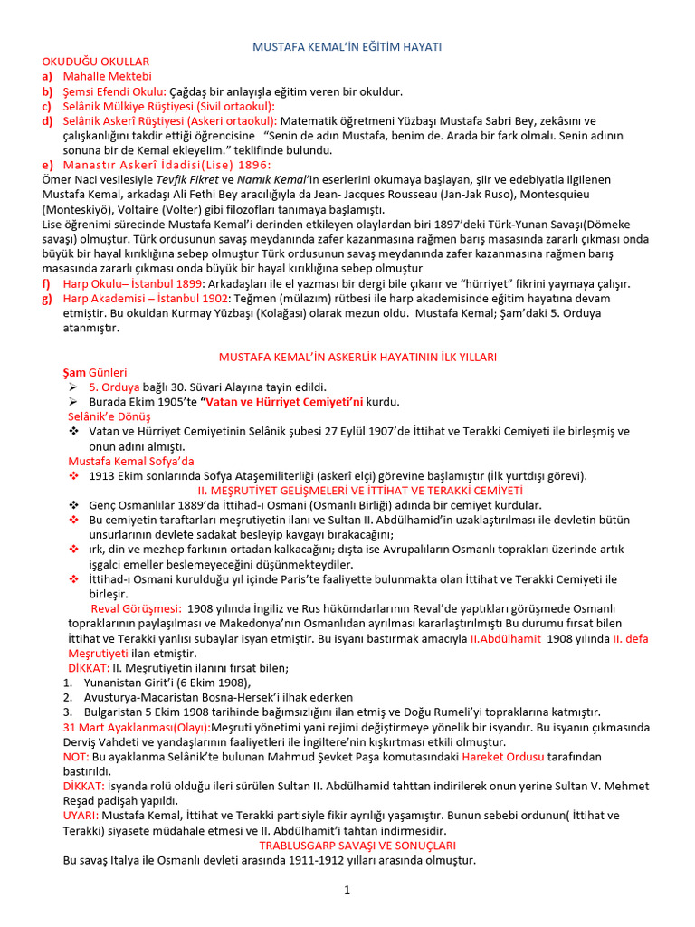 İnkilap Ders Ki̇tabi Notlari 2 | PDF