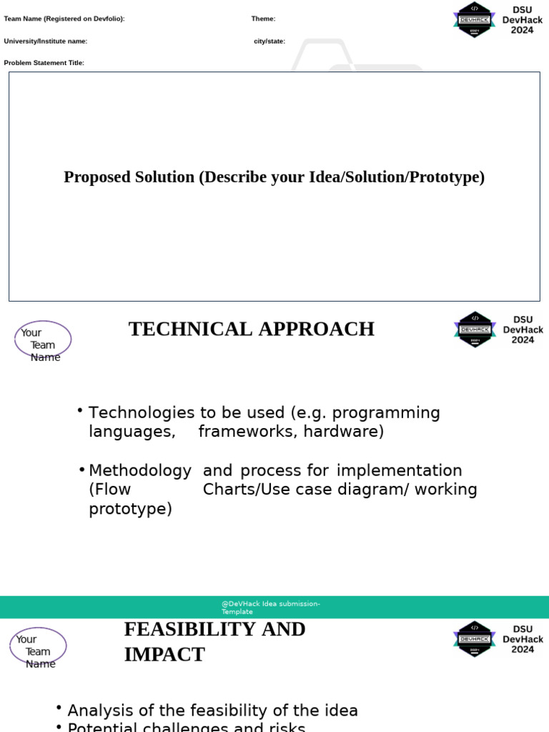 DSU DevHack Idea Submission Template | PDF DSU DevHack Idea Submission Template | PDF