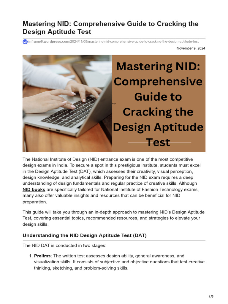 NID Exam Prep: Mastering DAT Guide | PDF | Creativity | Design