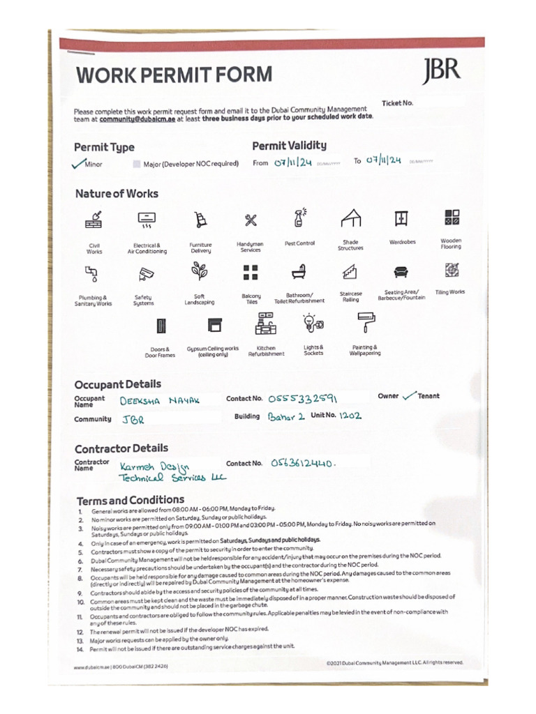 Work Permit Form | PDF