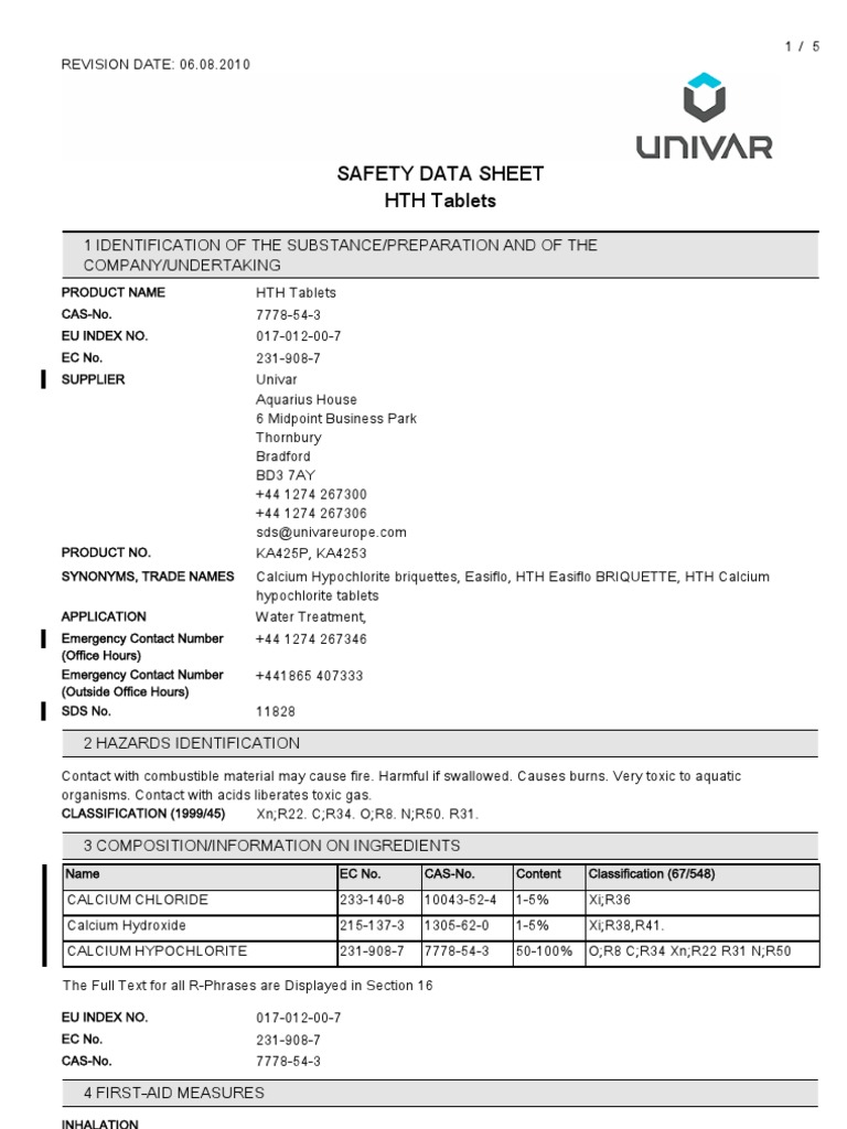 Safety Data Sheet - Hth Easiflo Briquettes 2 x 10k (b6310)[1 ...