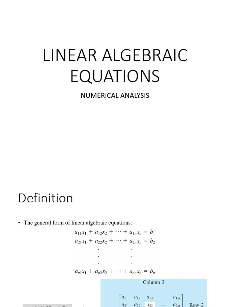 Review - LINEAR ALGEBRAIC EQUATIONS | PDF | Determinant | Computational Science