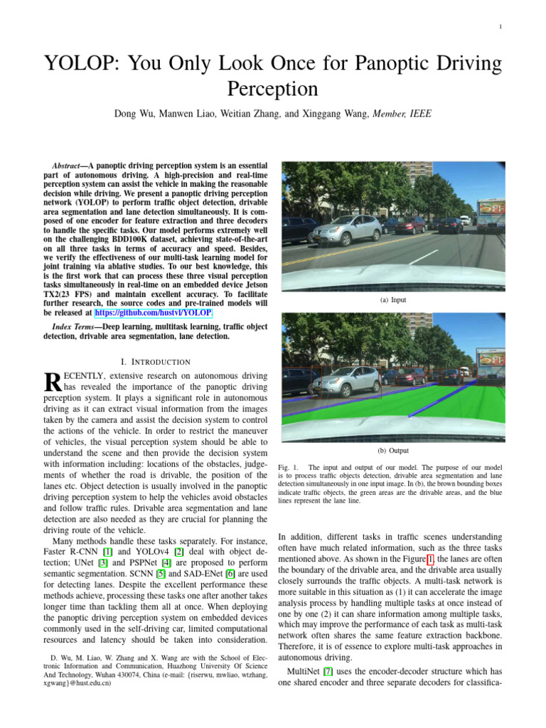 YOLOP You Only Look Once For Panoptic Driving Perception | PDF | Image Segmentation | Data ...