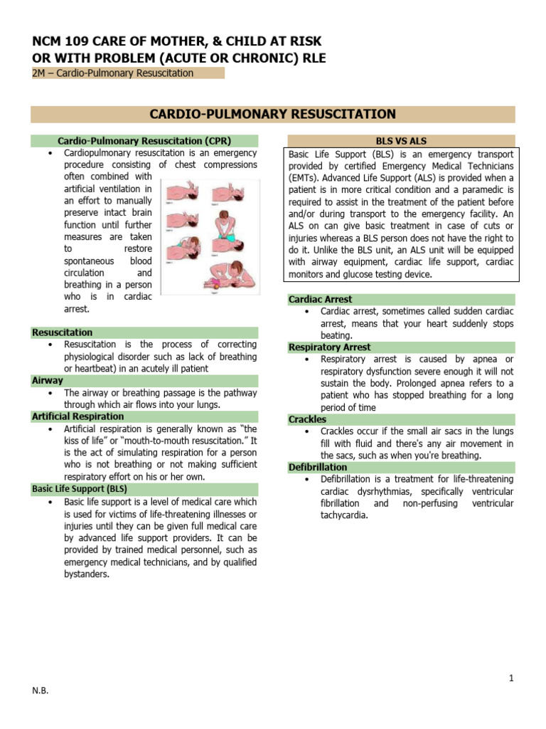 CPR-NOTES | PDF | Cardiopulmonary Resuscitation | Heart