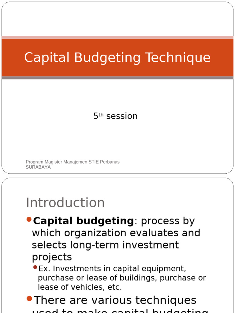 Capital Budgeting Technique: 5 Session | PDF | Net Present Value ...
