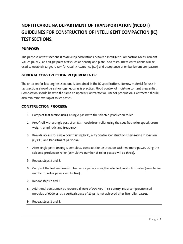 Intelligent Compaction Test Section Guidelines Pdf