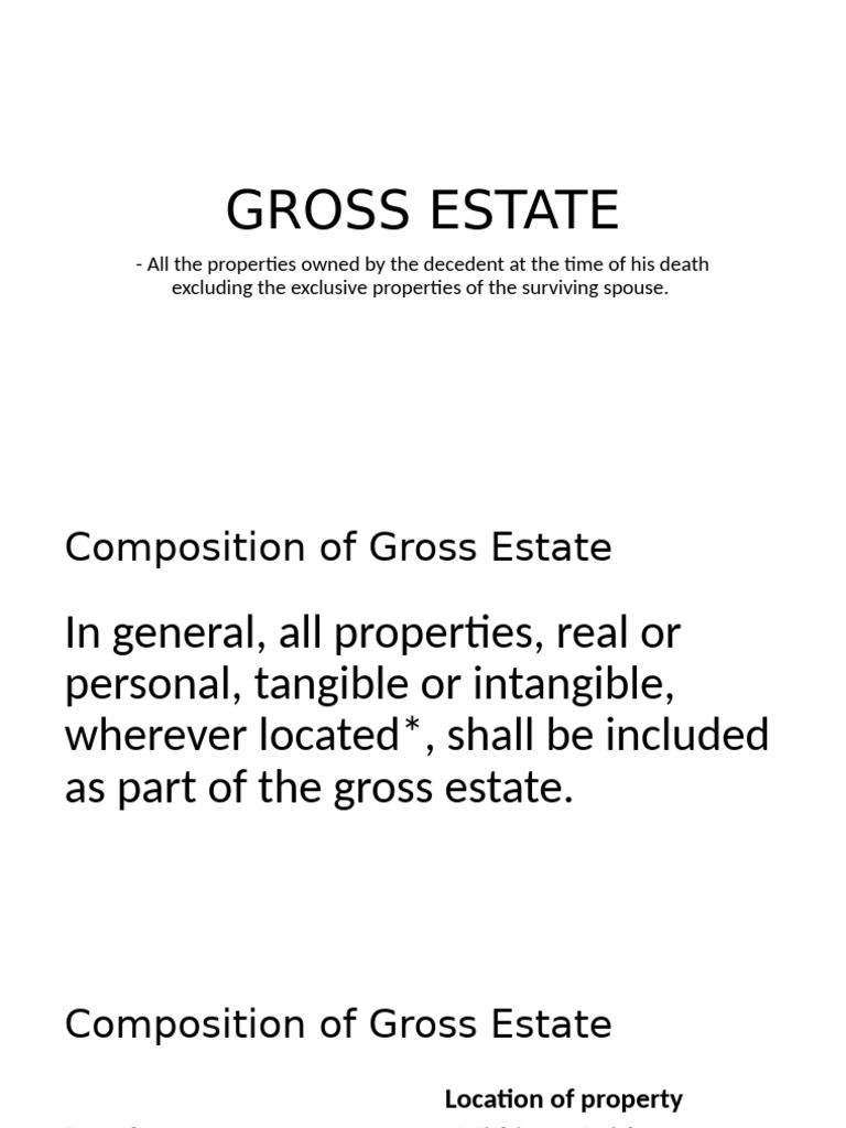 GROSS ESTATE Part 1 Inclusions in The Gross Estate | PDF | Dividend ...