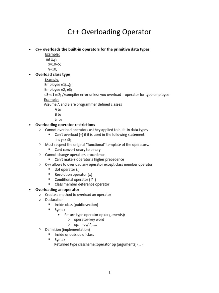Overloading | PDF | C++ | Programming Paradigms Overloading | PDF | C++ | Programming Paradigms